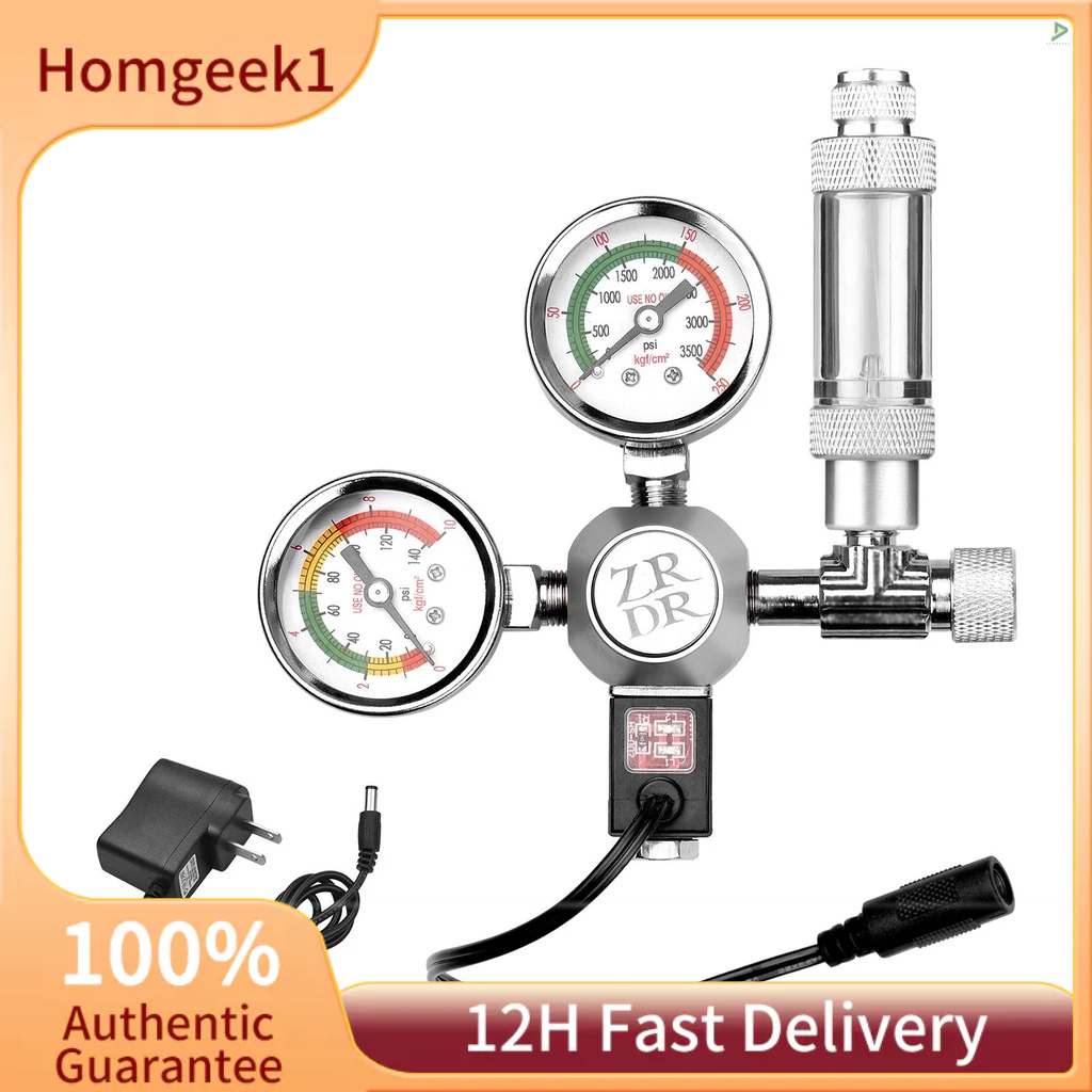 HOS Aquarium CO2 Regulator Waterproof Carbon Dioxide Regulator with Big Gauges Bubble Counter ...