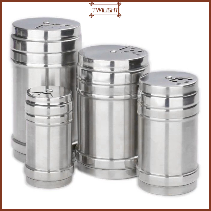 Stainless Steel Seasoning Jar with Removable Lid Salt Pepper Condiment ...