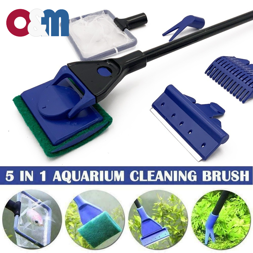 5 In 1 Aquarium Cleaning Tool Set Fish Net Gravel Rake Algae Scraper ...
