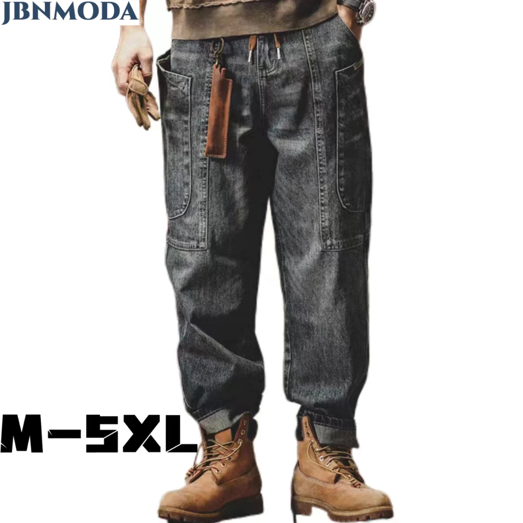 M-5xl American Heavy Overalls Men Retro Overalls Jeans Multi-pocket ...