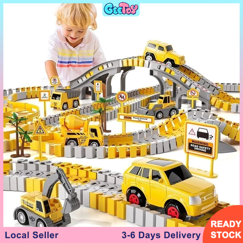 GeeToy Train Toy Set of Electricity Track Car Construction Engineering ...