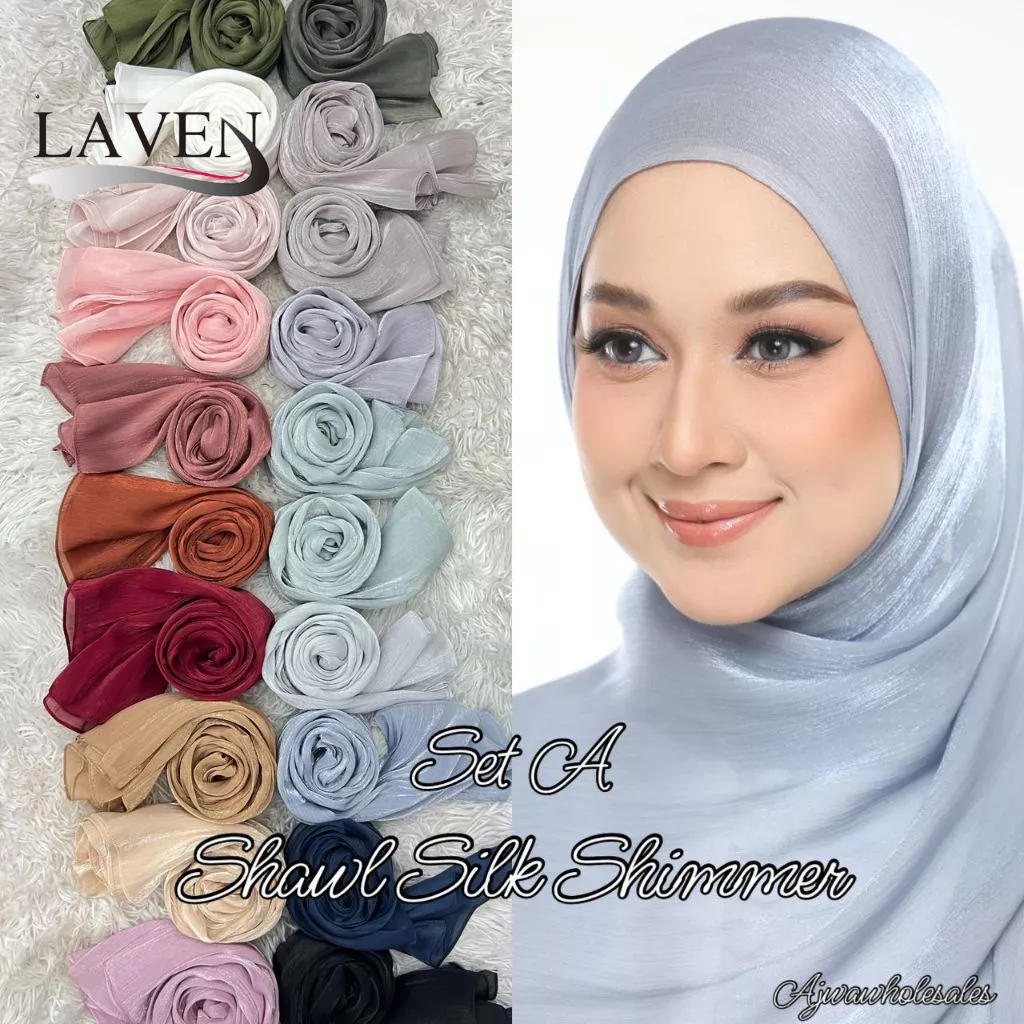 LAVEN Malasia Solid Color Summer Glitter Crepe Hijab Muslim Headscarf ...