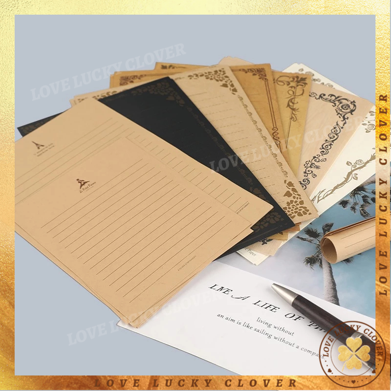 Vintage Letter Paper Kraft Paper 8 Sheets Start Account Style Letter ...