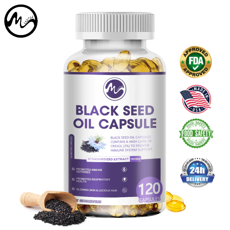 Minch Black Seed Oil Capsule 1000mg Skin Health (Non-GMO & Vegan) Cold ...