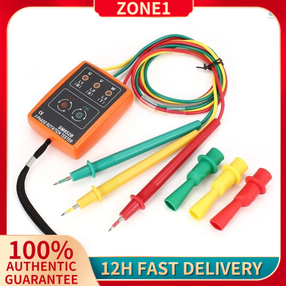 SM852B 3-Phase Rotation Tester Digital Phase Indicator Detector LED ...