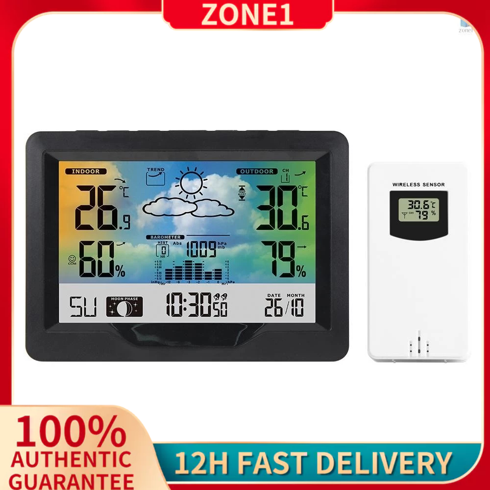 Wireless Weather Station Indoor Outdoor Color Screen Weather Forecast ...