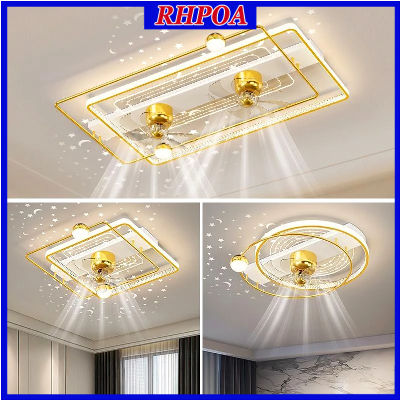 RHPOA Starry Sky Ceiling Fan Light 360°Rotation Bedroom FanLight ...