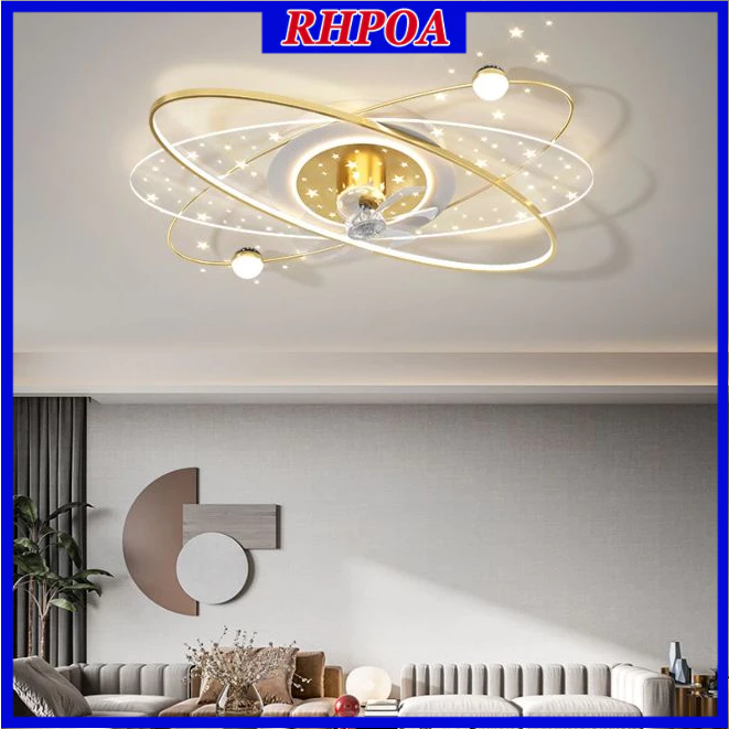 RHPOA Starry Sky Frequency Conversion LED Ceiling Fan Light 360 ...
