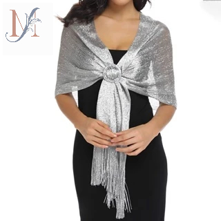 LMLAVEN Solid Color Glitter Shimmer Shawl Scarf Fashion Daylight Party ...