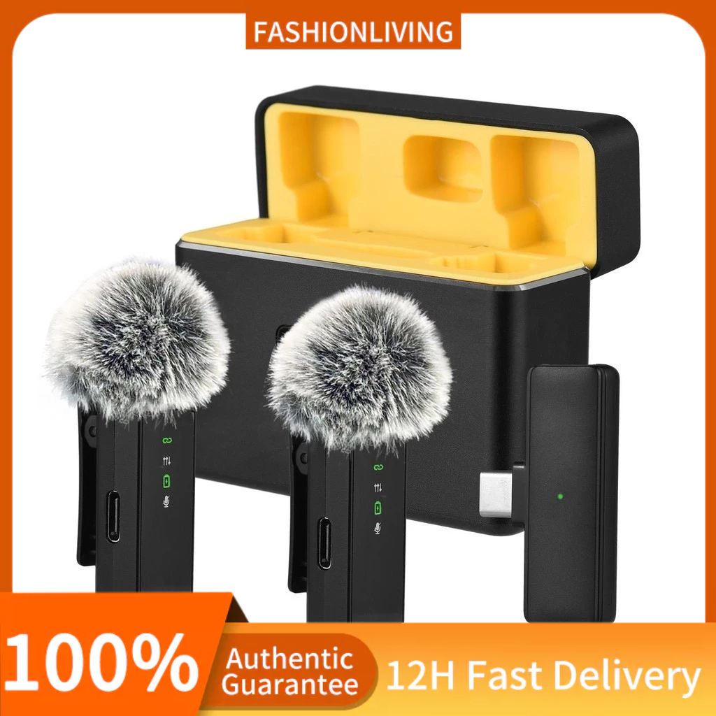 FLS Wireless Microphone Professional Lapel Microphone Clip on Mics Dual ...
