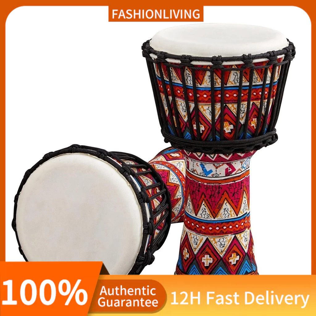 FLS 8 Inch Portable African Drum Djembe Hand Drum with Colorful Art ...