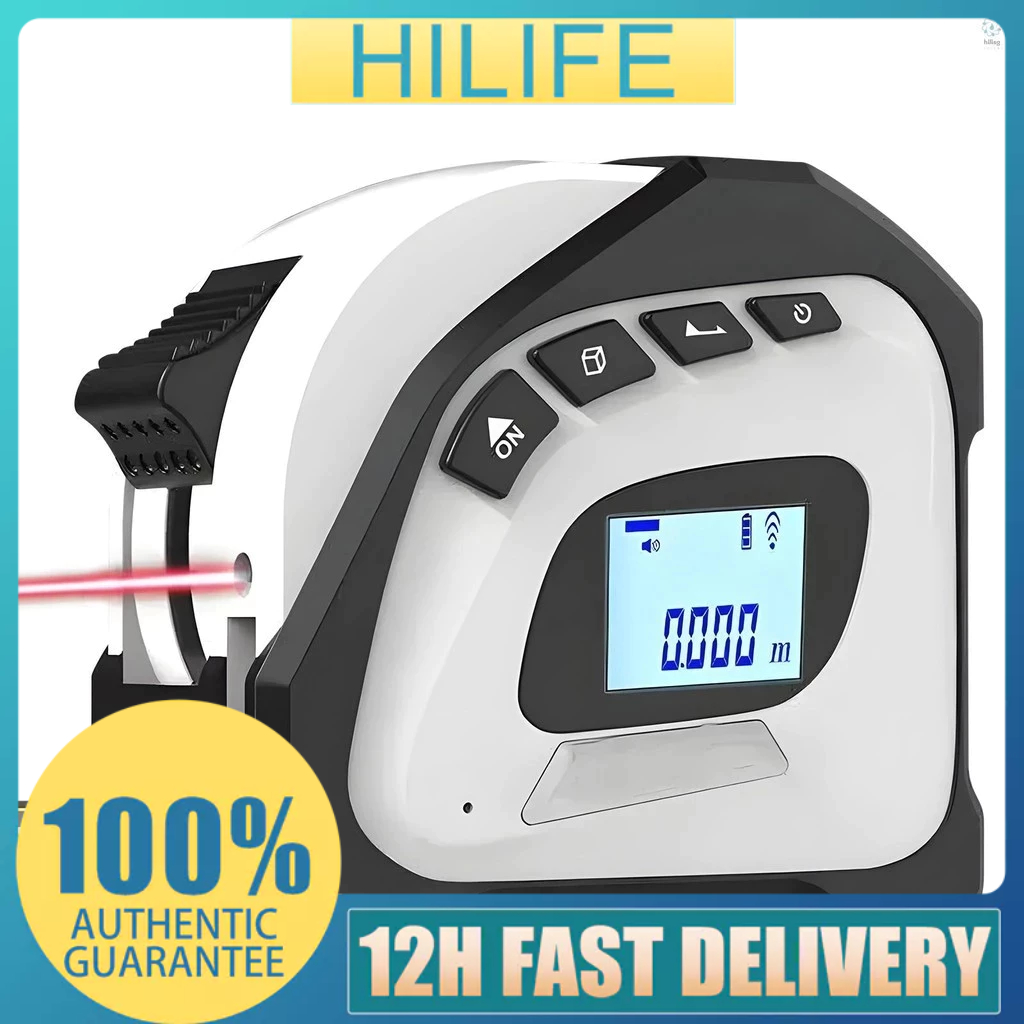 2 in 1 Digital Tape Measuring Tape with 130 Feet/40m Laser Rangefinder ...