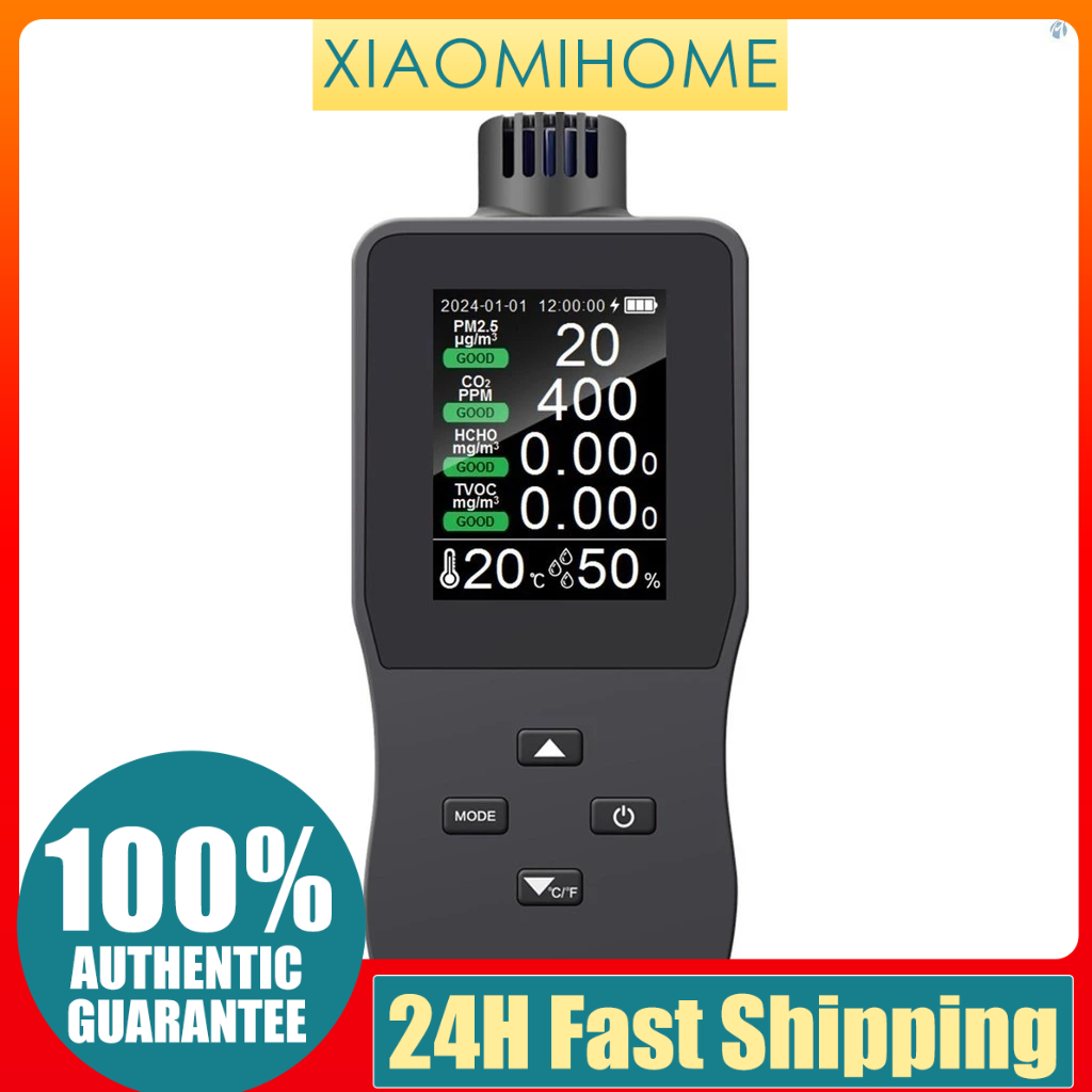Air Quality Monitor Indoor Air Quality Tester HCHO/CO₂/TVOC/PM2.5/Temp ...
