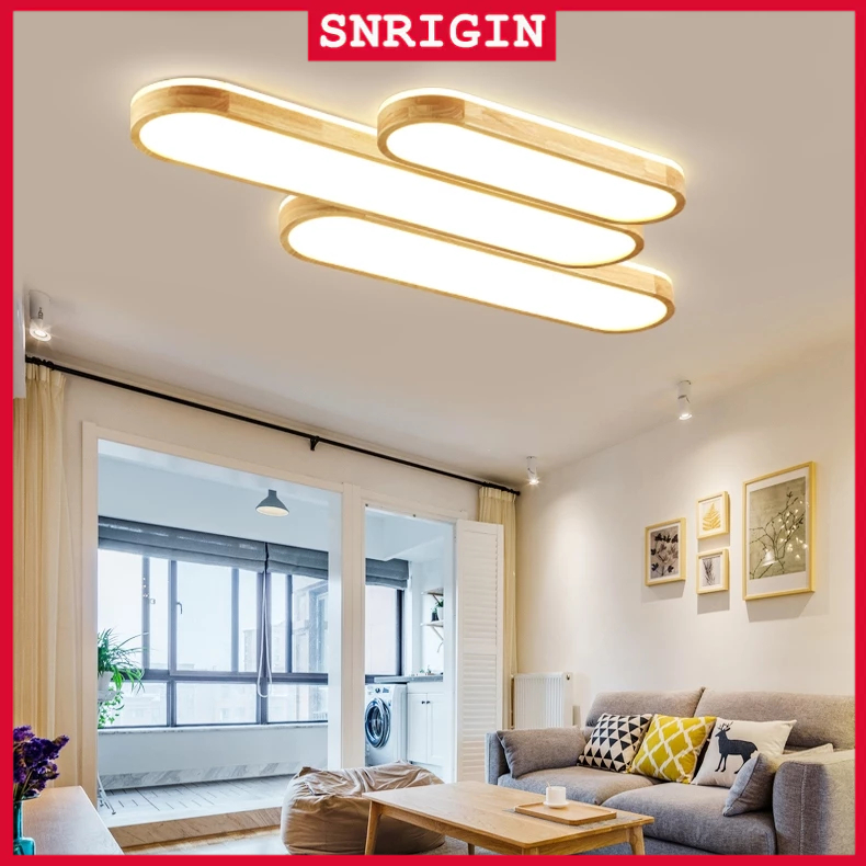 SNRIGIN Full Spectrum LED Hardwood Ceiling Light Nordic Style Corridor ...
