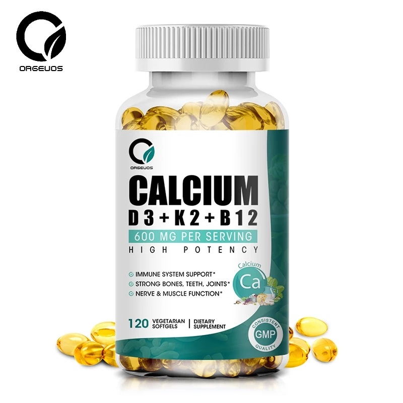 Orgeuos Calcium Supplement With Vitamin D3+K2+B12 Capsule Enhance Bone Density and Protect Joint ...