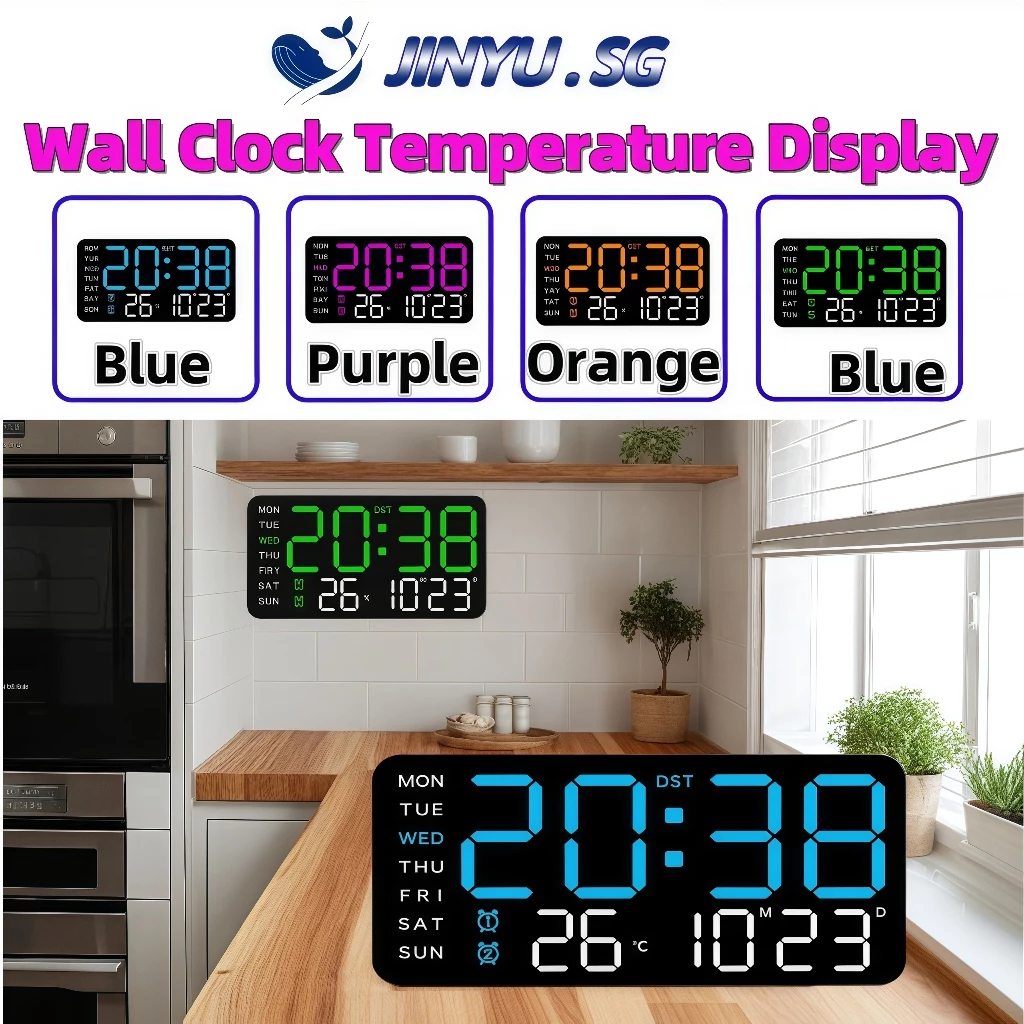 Digital LED Wall Clocks Multi-functional Temperature Date Electronic ...