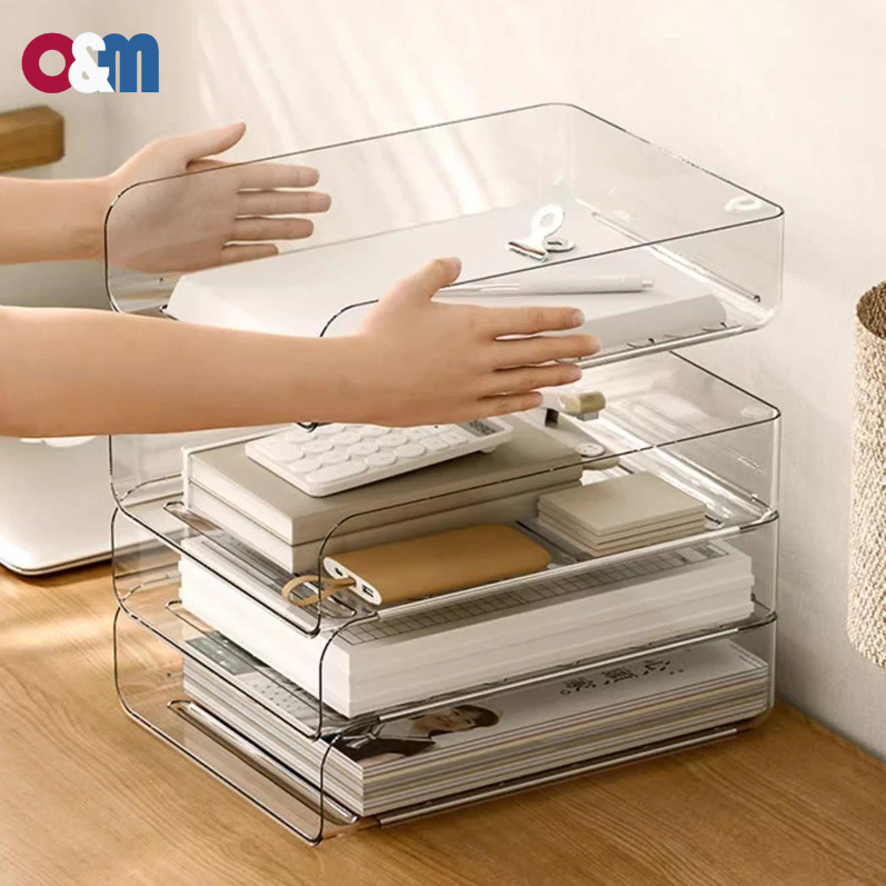 2pcs Stackable A4 Paper Organiser Tray File Tray Document Tray ...