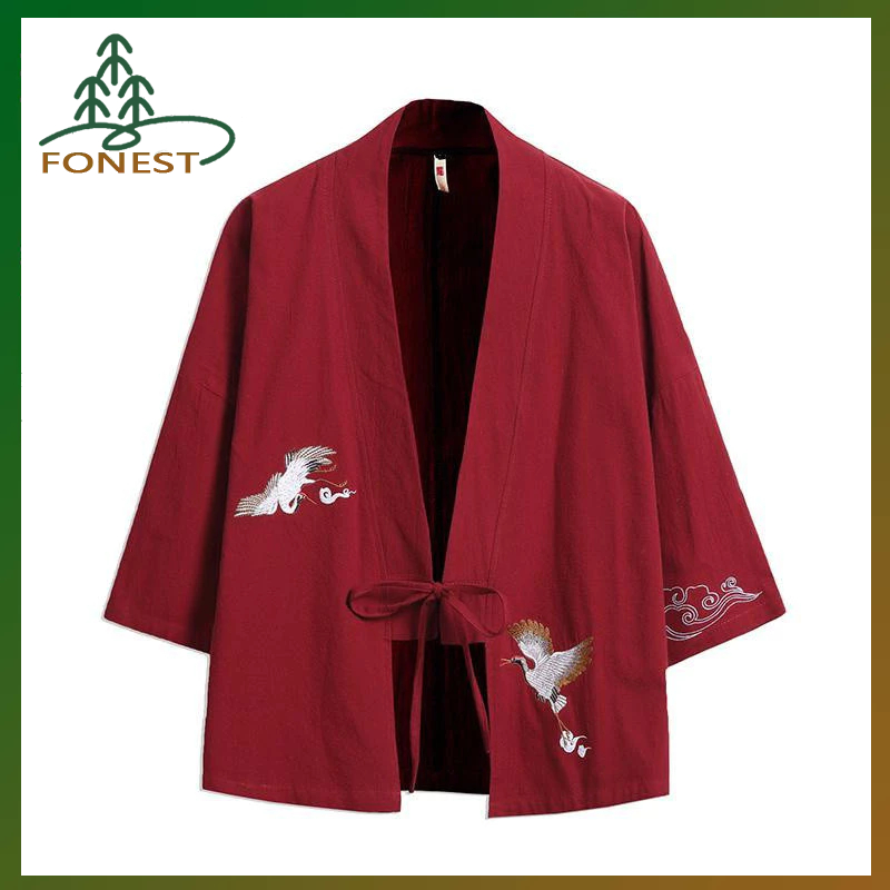 Japanese Style Haori Three-Quarter Sleeve Chinese Style Robe Kimono ...