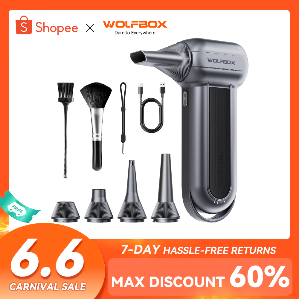 WOLFBOX MF100 Handheld Fan & Air Blower - 150,000 RPM High Speed, USB ...