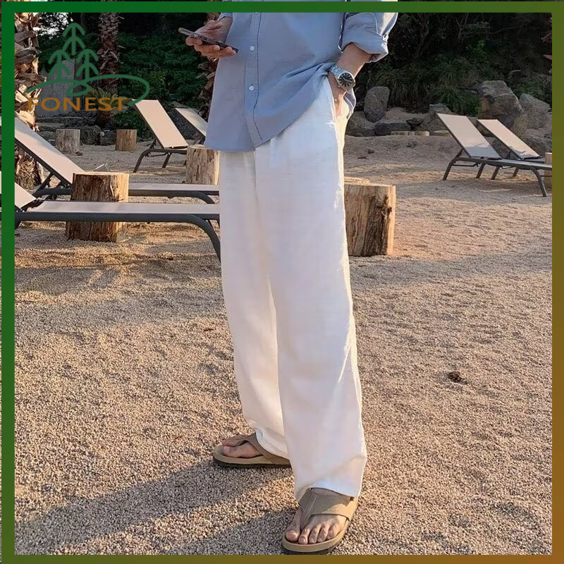 Linen Pants Men Summer Thin Cotton Linen Casual Long Pants | Shopee ...