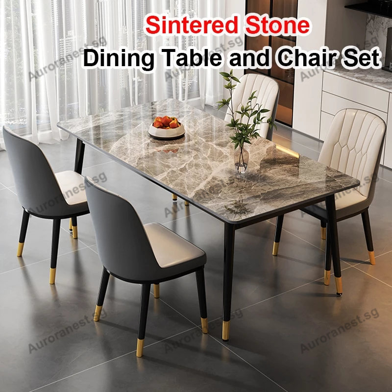 【1-3 days delivery】Sintered Stone Dining Table Rectangular Dining Table ...