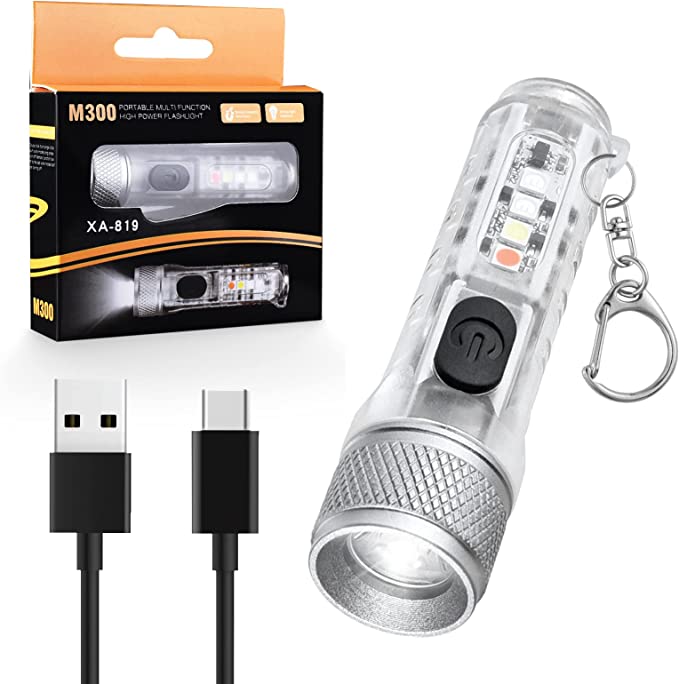 Mini Flashlight Rechargeable Multi-function Keychain Light IP66 ...