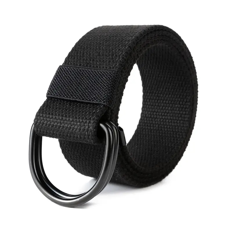 New Double D-Ring Buckle Waistband Casual Canvas Female Belt Fabric For ...