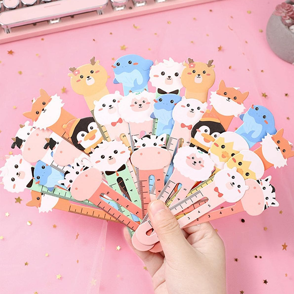 50 Colorful Paper Portable Cartoon Cute Small Animal Ruler Bookmarks ...
