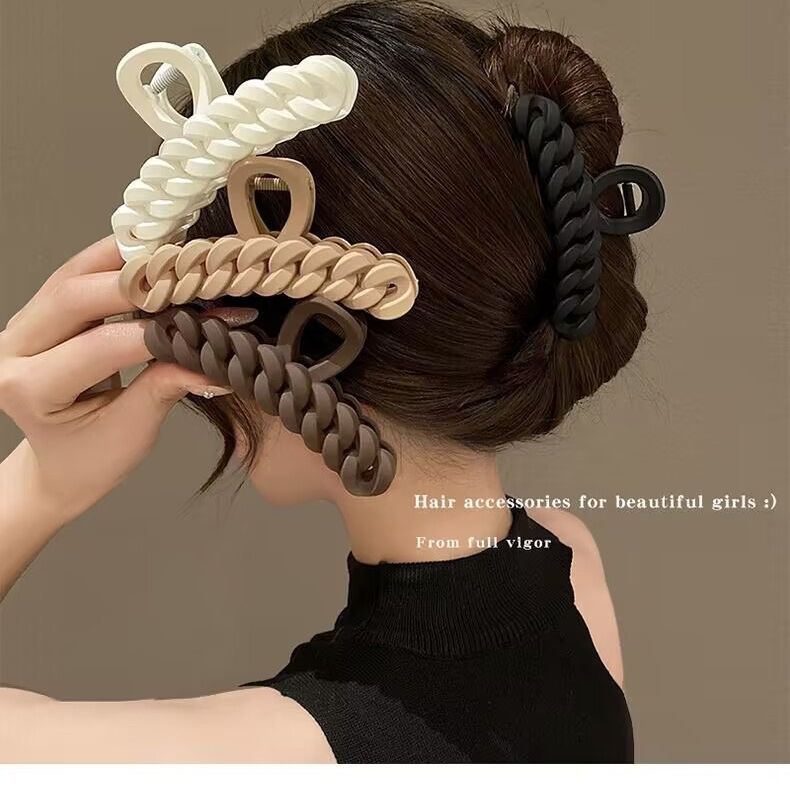 Korean Twist Hair Clip - Milk Coffee Color Sensory Grab Clip for Women Elegant Mature Style ...