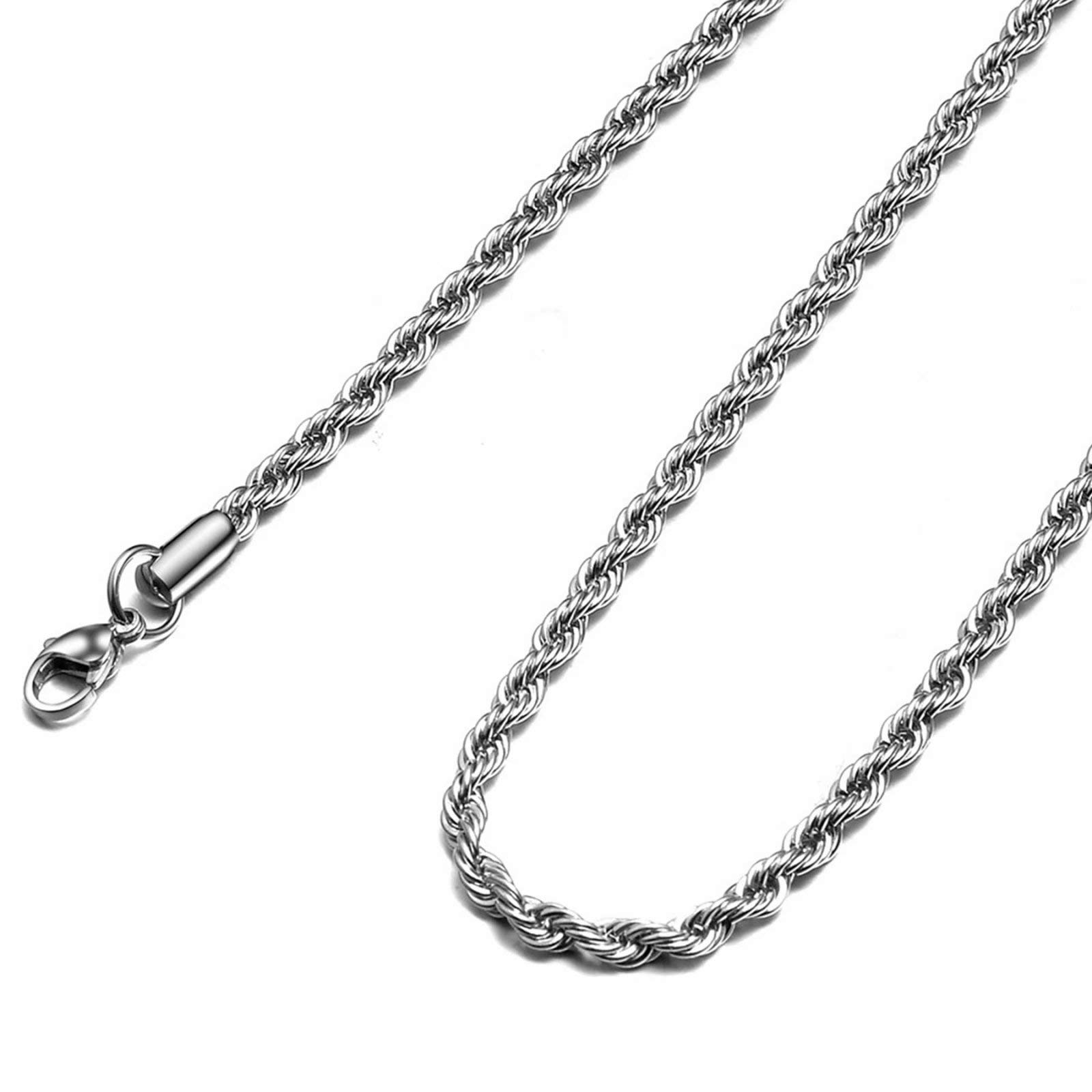 4mm Rope Chain Necklace Stainless Steel Unisex Jewelry for Men Women ...