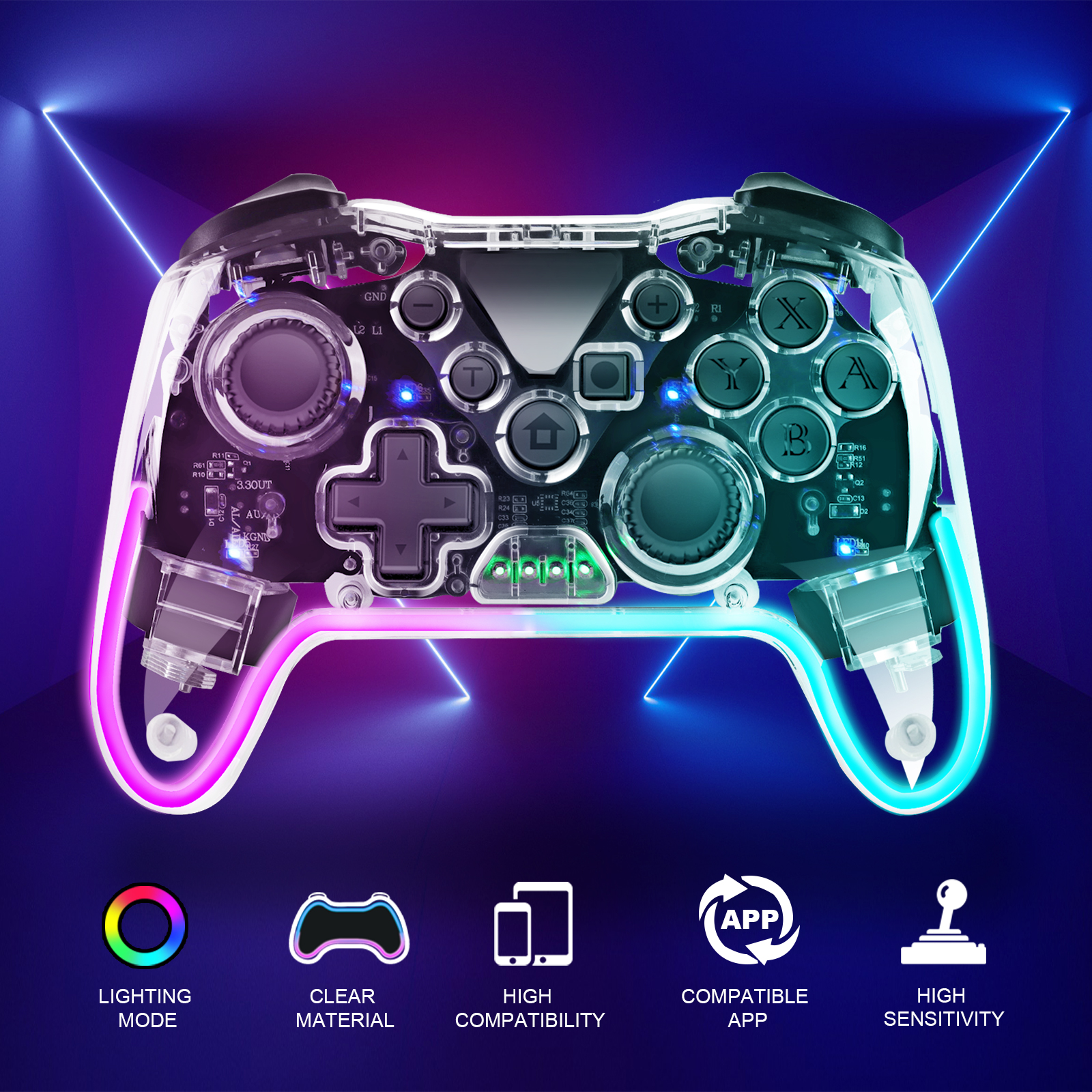 NS015 Wireless Game Controller Bluetooth Controller with 6-Axis Dual ...