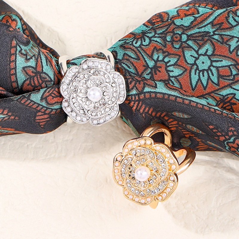 Simple Versatile High-End Small Fragrance Rose Flower Scarf Buckle ...