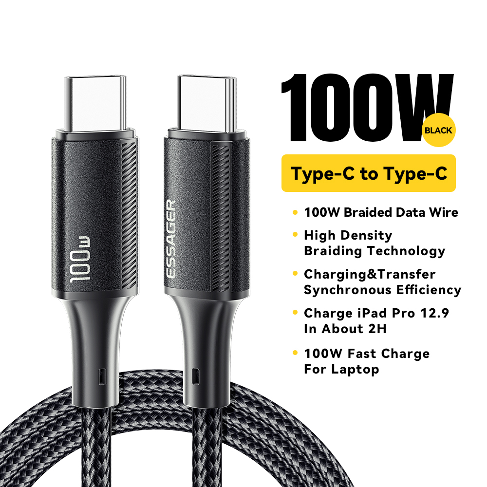 Essager 100W 5A Type C Cable PD USBC Type-C Cord Fast Charging USB2.0 ...