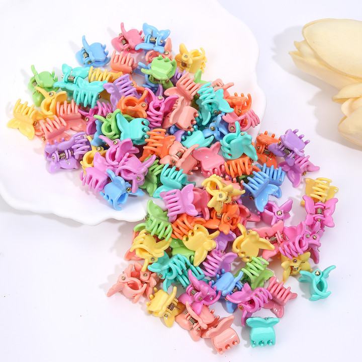 100Pcs Butterfly Hair Claw Clips Mix Colors Mini Plastic Hair Clamps ...