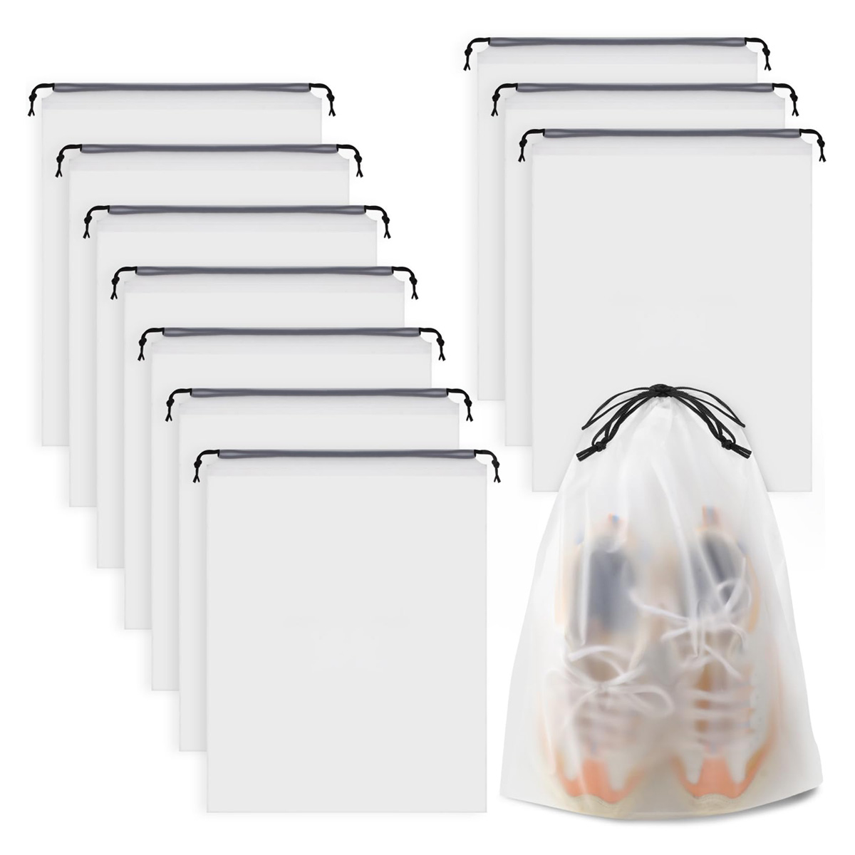 10 Pcs Transparent Portable Shoes Clothes Drawstring Storage Bag ...
