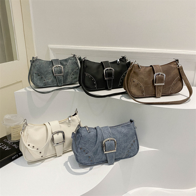 Simple Retro Underarm Bag Fashion Zipper Closure Trendy Casual Shoulder ...