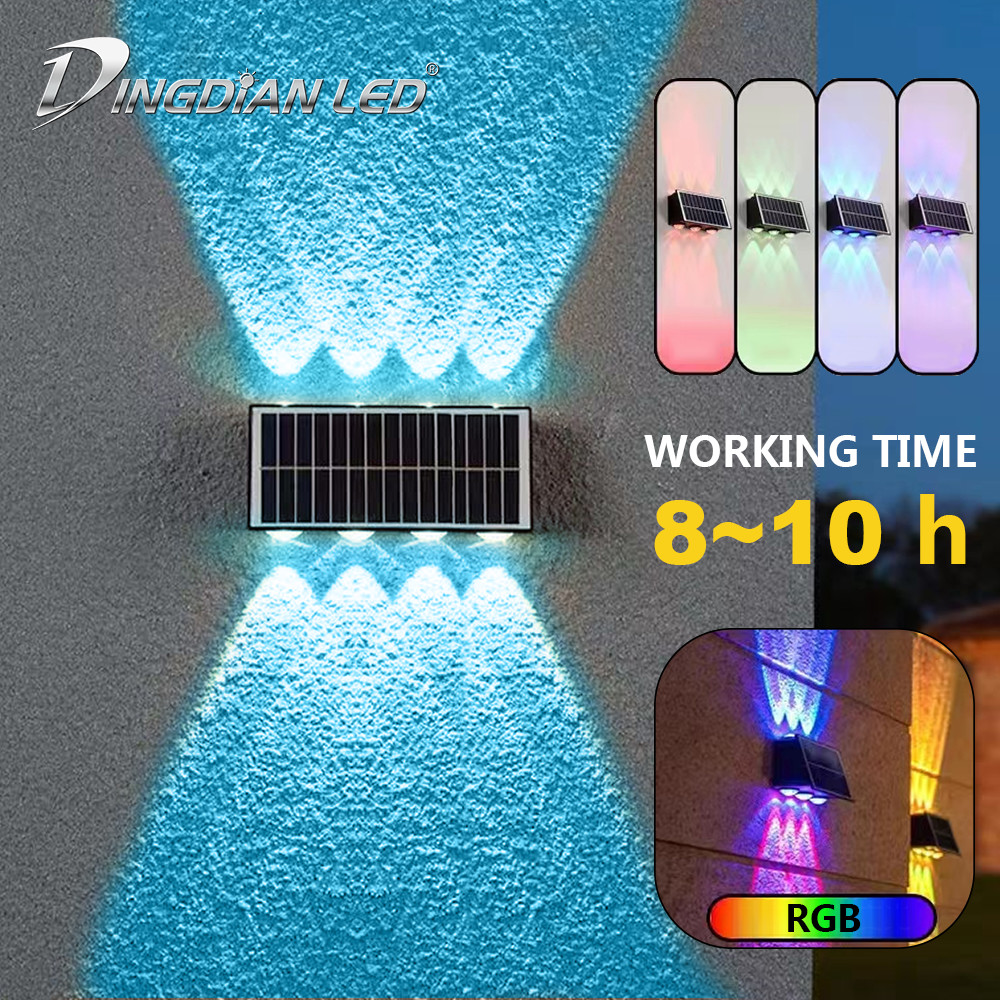 Outdoor Solar Wall Light 8/6/4 LED Waterproof Warm RGB Spotlight for ...