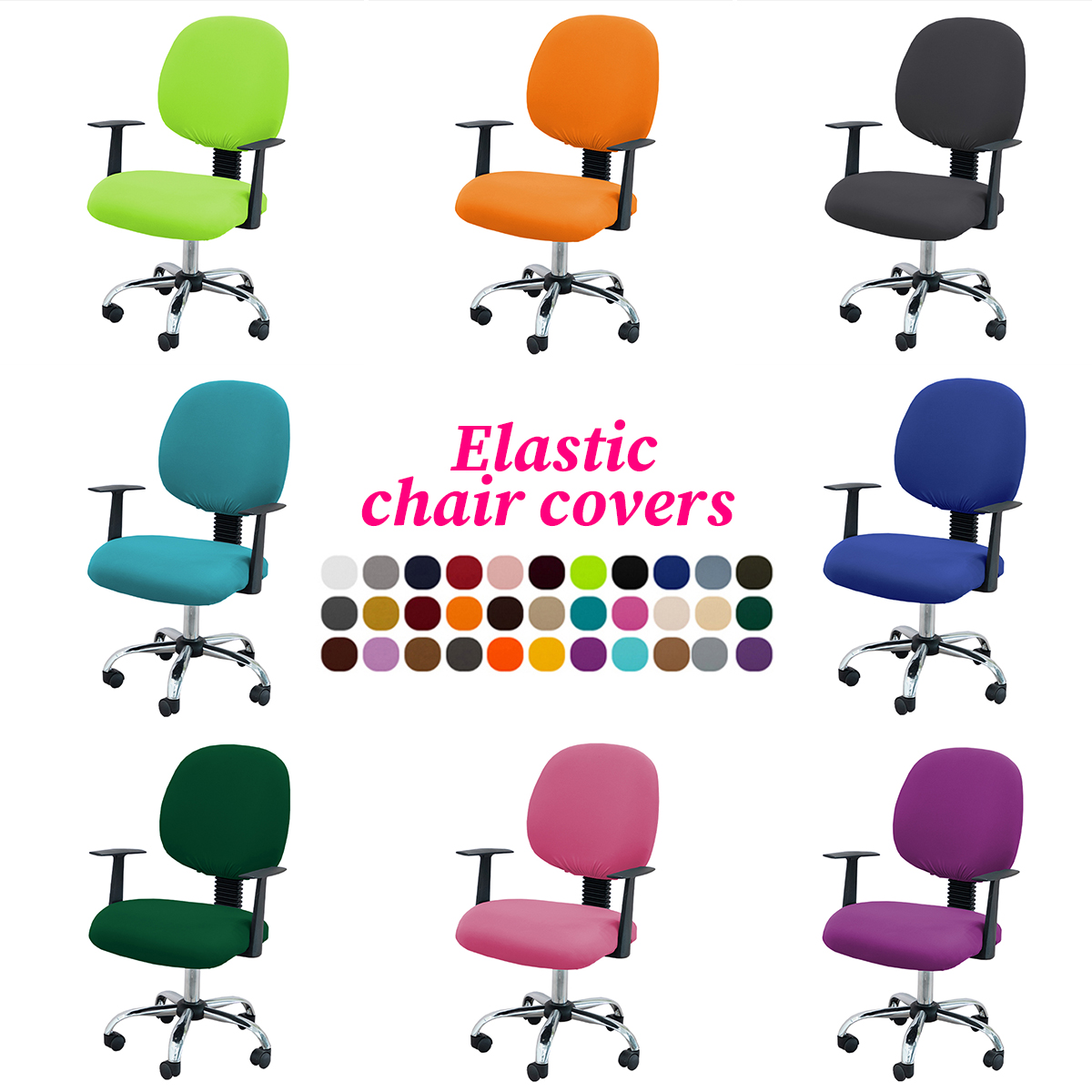 2pcs/set Office Chair Cover Desktop Computer Chair Cover Solid Color ...