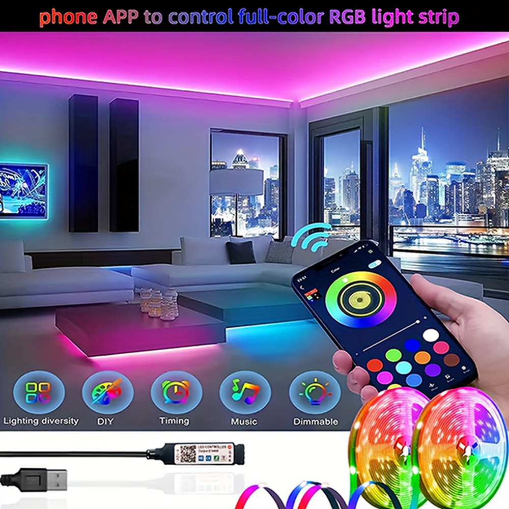 Home Decoration Holiday LED Strip Lights, With RGB Smart 5050 Music ...