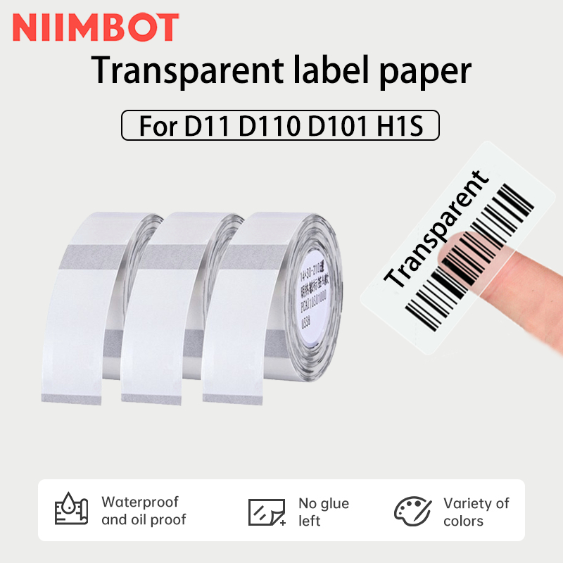 NIIMBOT D11/D110/D101 Transparent Sticker Paper 12-15mm Width Waterproof And Oil Proof Household ...