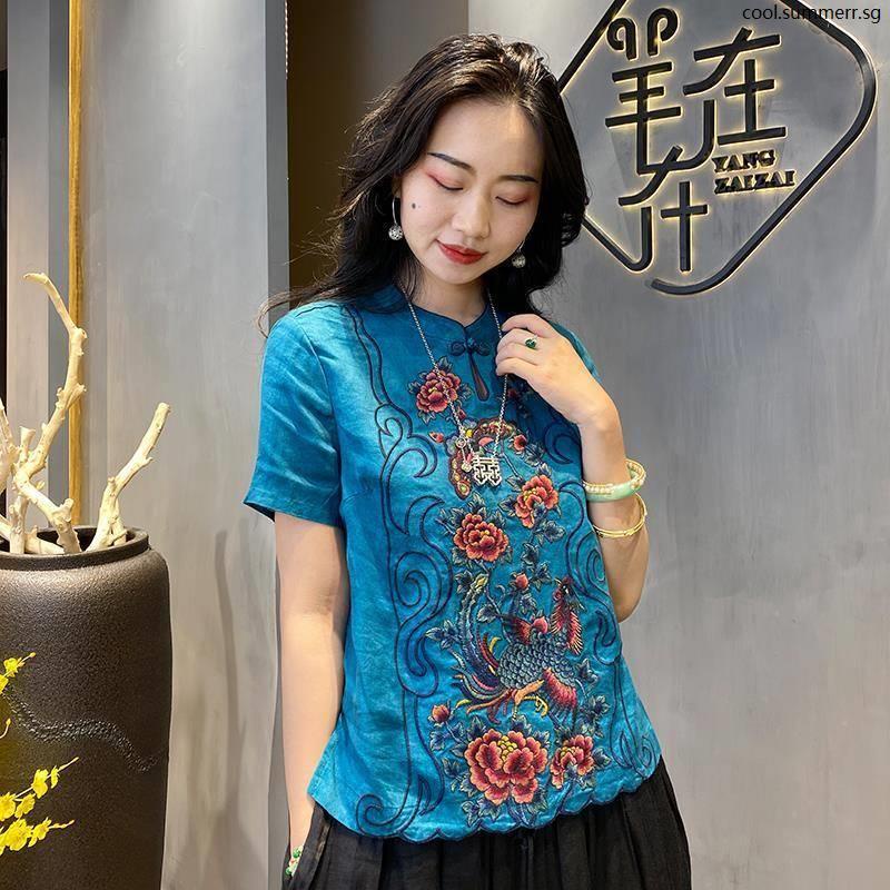 NEW cheongsam top Cotton and linen heavy industry embroidery summer ...