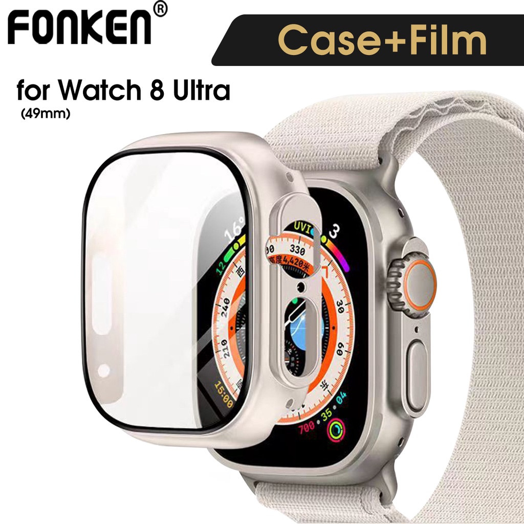Fonken Watch Case Glass+Cover For A-pple Watch 8 Ultra 49mm PC Bumper ...