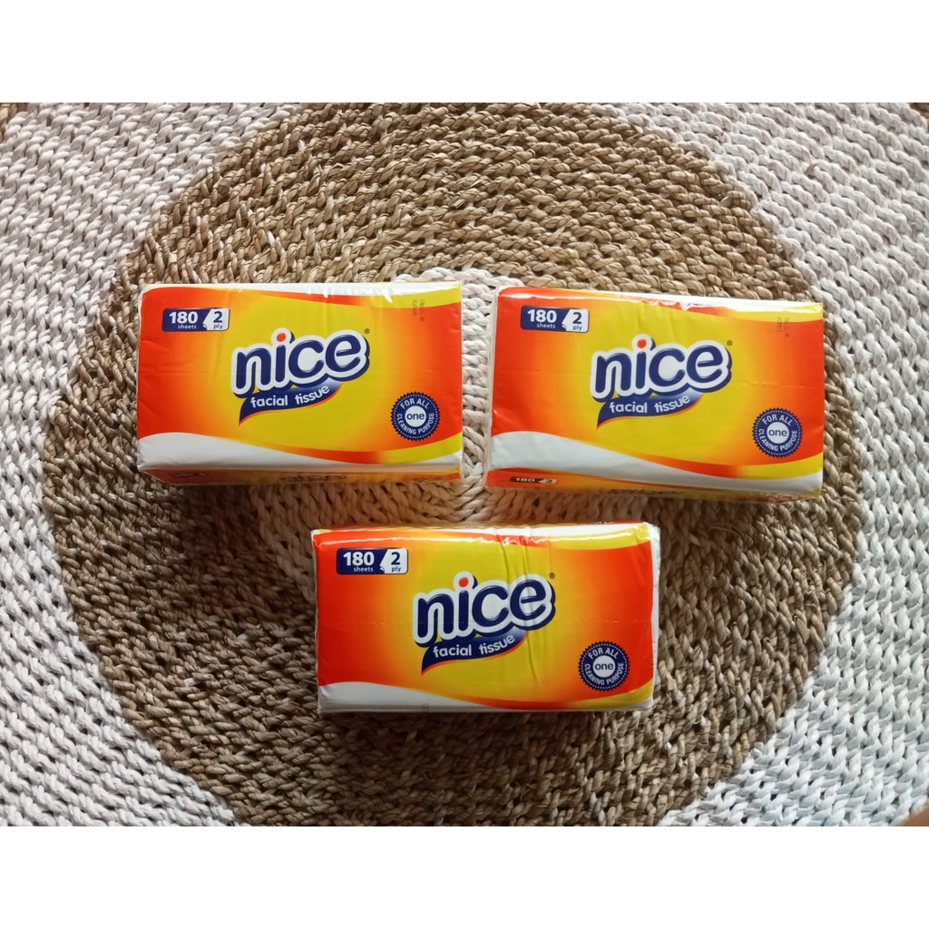 Nice Facial Tissue 180 sheets 2 ply (1 Package Contains 3 PCS) | Shopee ...