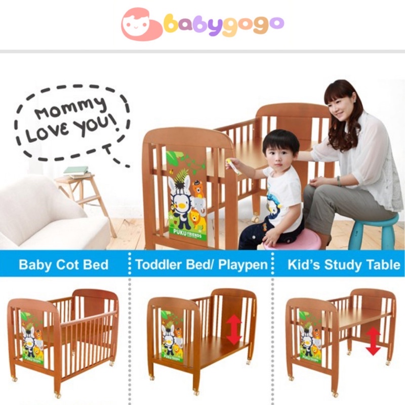 5 in 1 Baby Cot Wooden Convertible to Study Table - New Zealand A-Grade ...