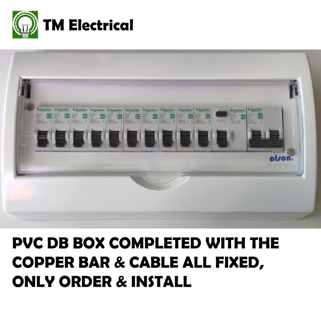 14 WAY BOX DB FULL COMPLETE SET SINGLE PHASE 40A / 63A RCCB/ELCB 100MA ...