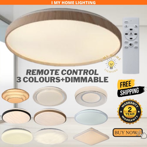 3 Colour LED Ceiling Light Remote Control Modern Home Living Deco Lampu ...