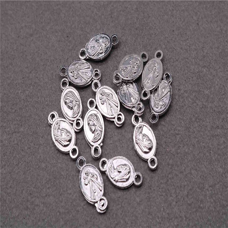 50pcs Religious Jesus cross rosary double hole beads medal. Jesus ...