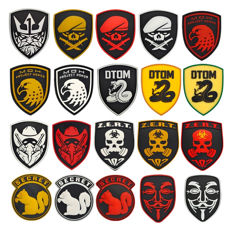 PVC Rubber Hook Surface Velcro Badge 3D Patch Backpack Decoration ...