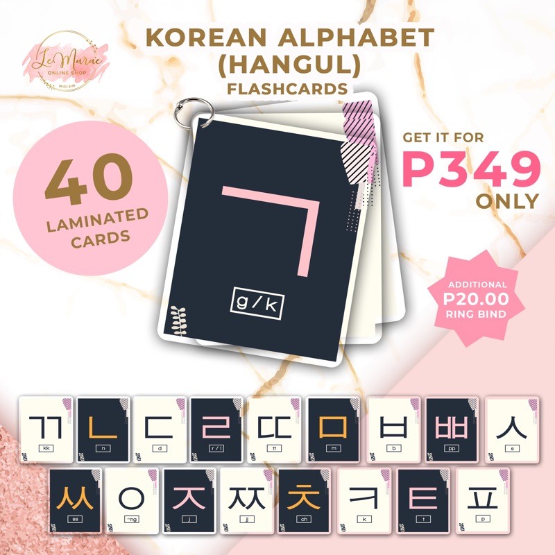HANGUL KOREAN ALPHABET NUMBERS Laminated Educational Flashcards Korean ...