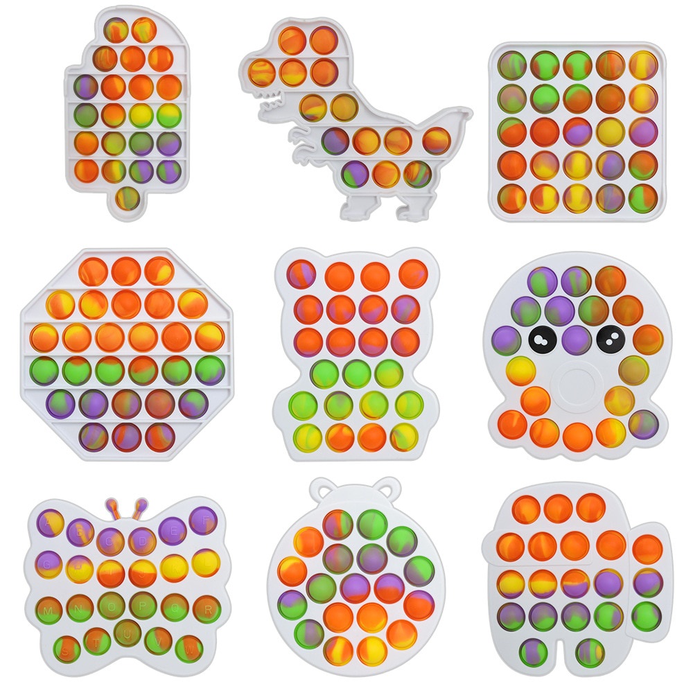 Rainbow Simple Dimple Push Pop Popper Game Silicone Bubble Popping Its ...